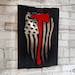 Red Line Ax Torn & Tattered Metal Flag on Reclaimed Wood Frame ...