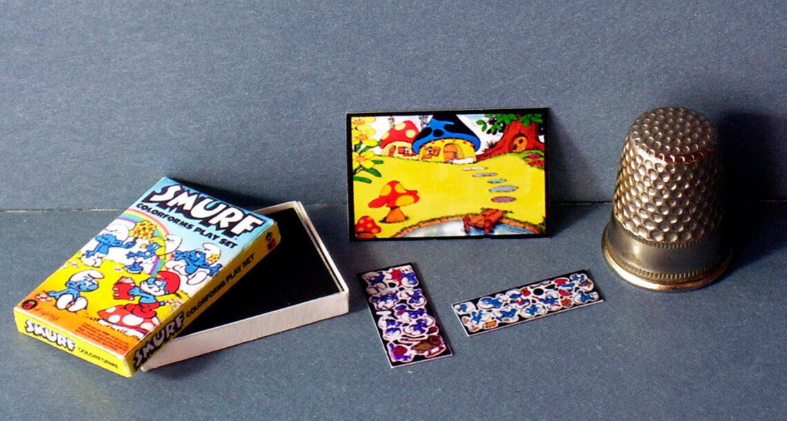 Smurf Colorforms Play Set Box - Dollhouse Miniature - 1:12 Scale - Etsy