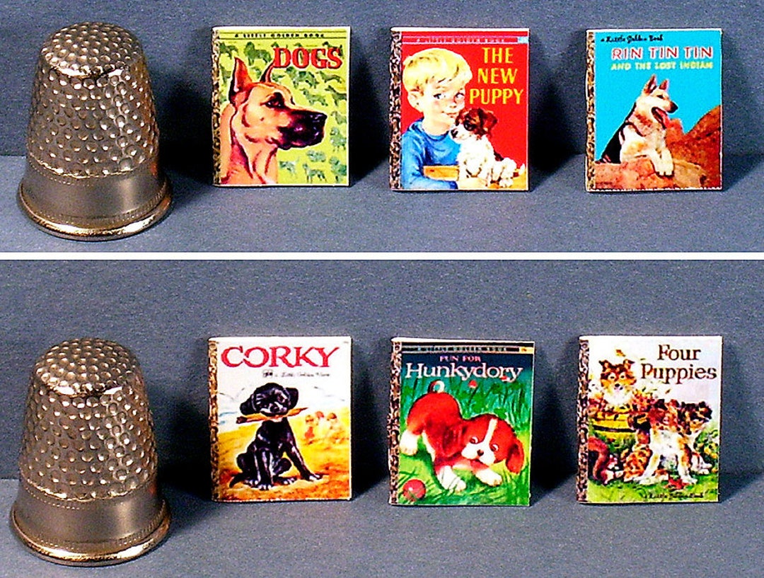 Dogs and Puppies - 6 Little Golden Books - Dollhouse Miniature 1:12 ...
