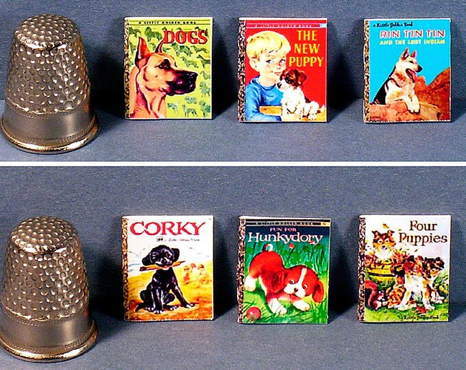 Dogs and Puppies 6 Little Golden Books Dollhouse Miniature - Etsy