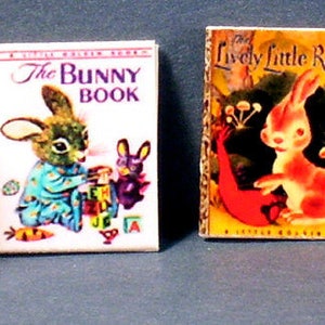 Bunny Rabbits - 6 Little Golden Books - Doll House Miniature - 1:12 ...