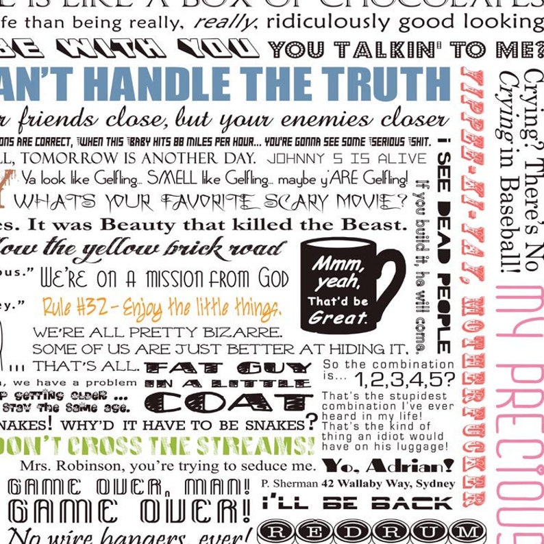 Movie Quotes Poster, Wall Decor, Movie Art, Quotes, Typography, Theater ...