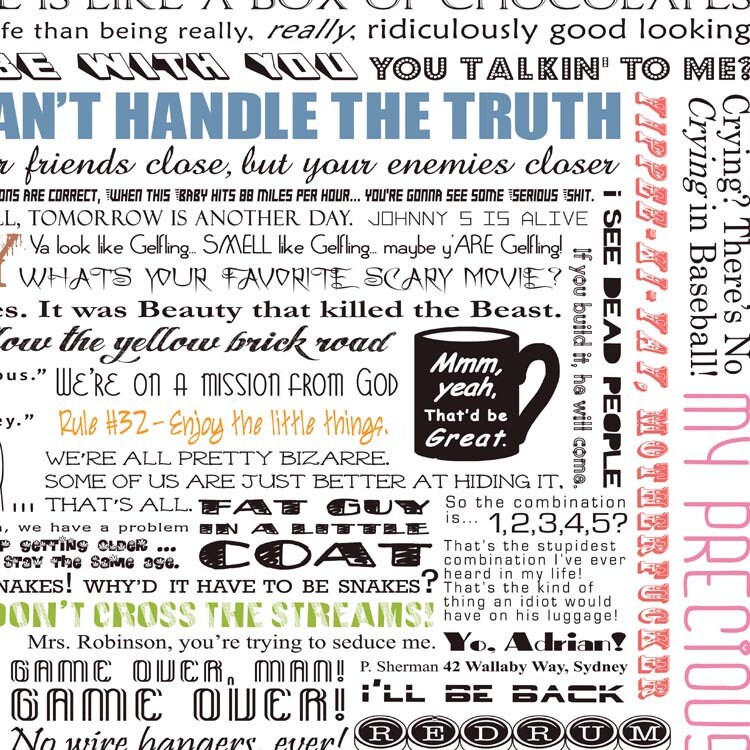 Movie Quotes Poster, Wall Decor, Movie Art, Quotes, Typography, Theater ...