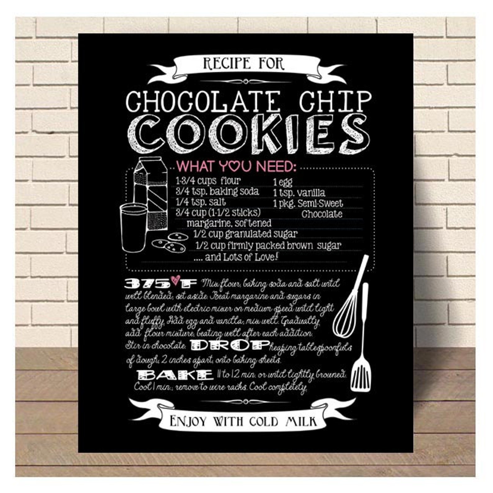 Chocolate Chip Cookie Art Recipe, Chalk, Chalkboard, Cookies, Kitchen ...