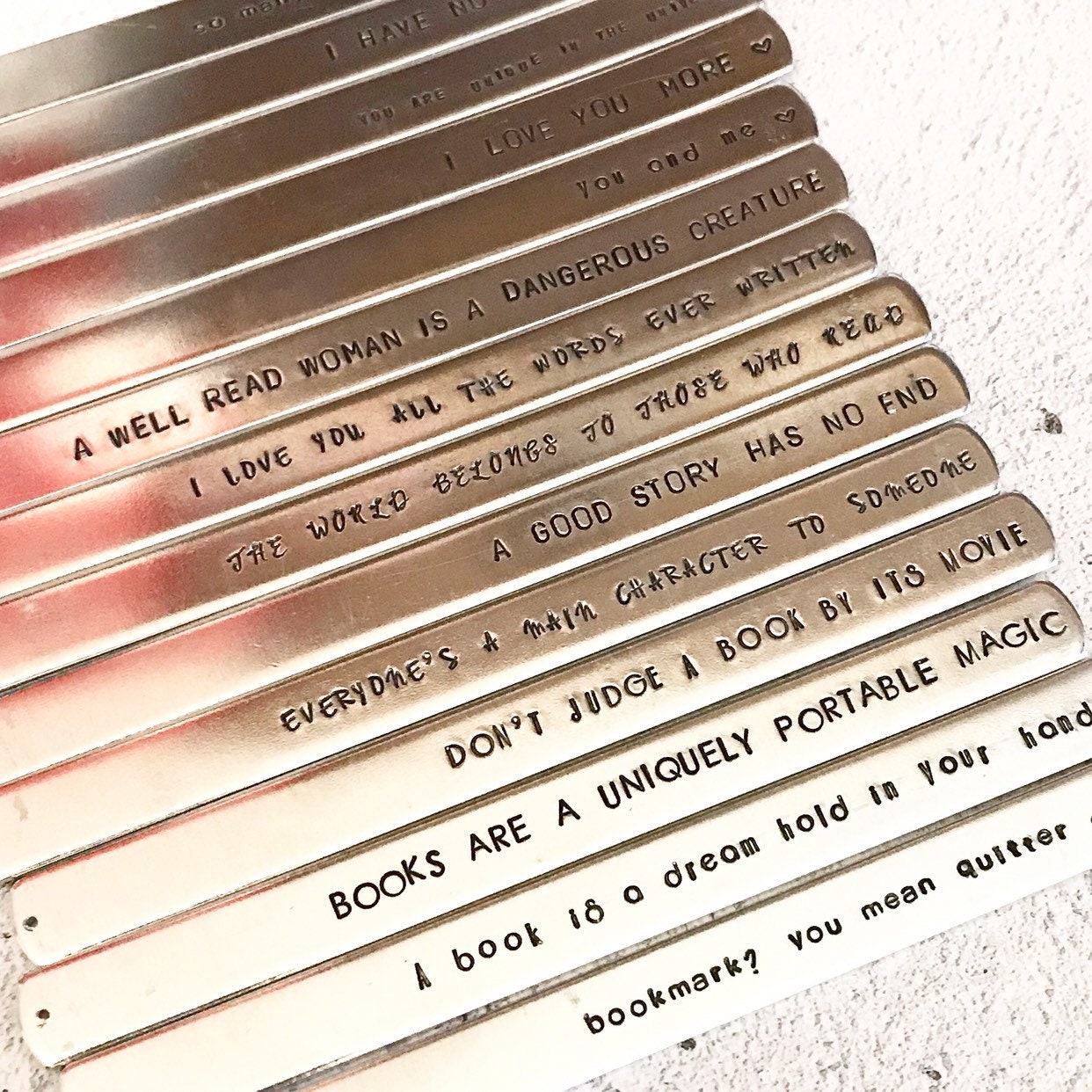 Personalised book mark stamped Aluminium customised | Etsy