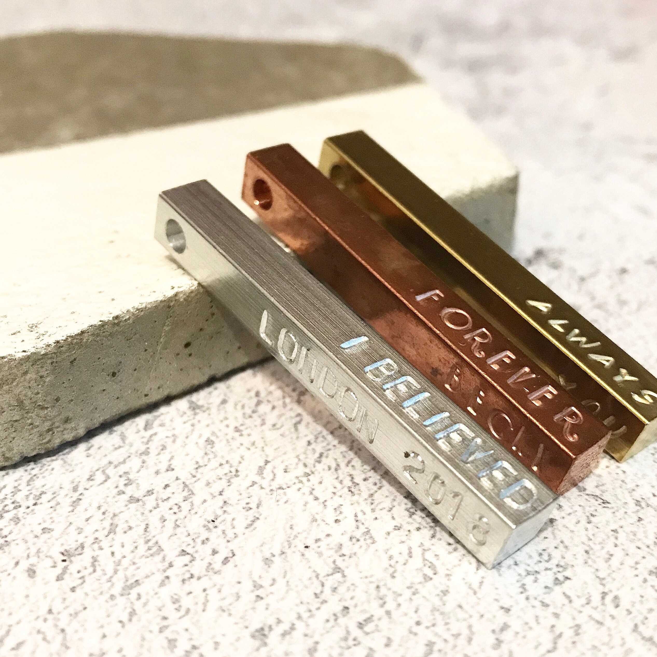 Personalised Four-sided Keyring Stamped Copper Bar Key Ring - Etsy UK