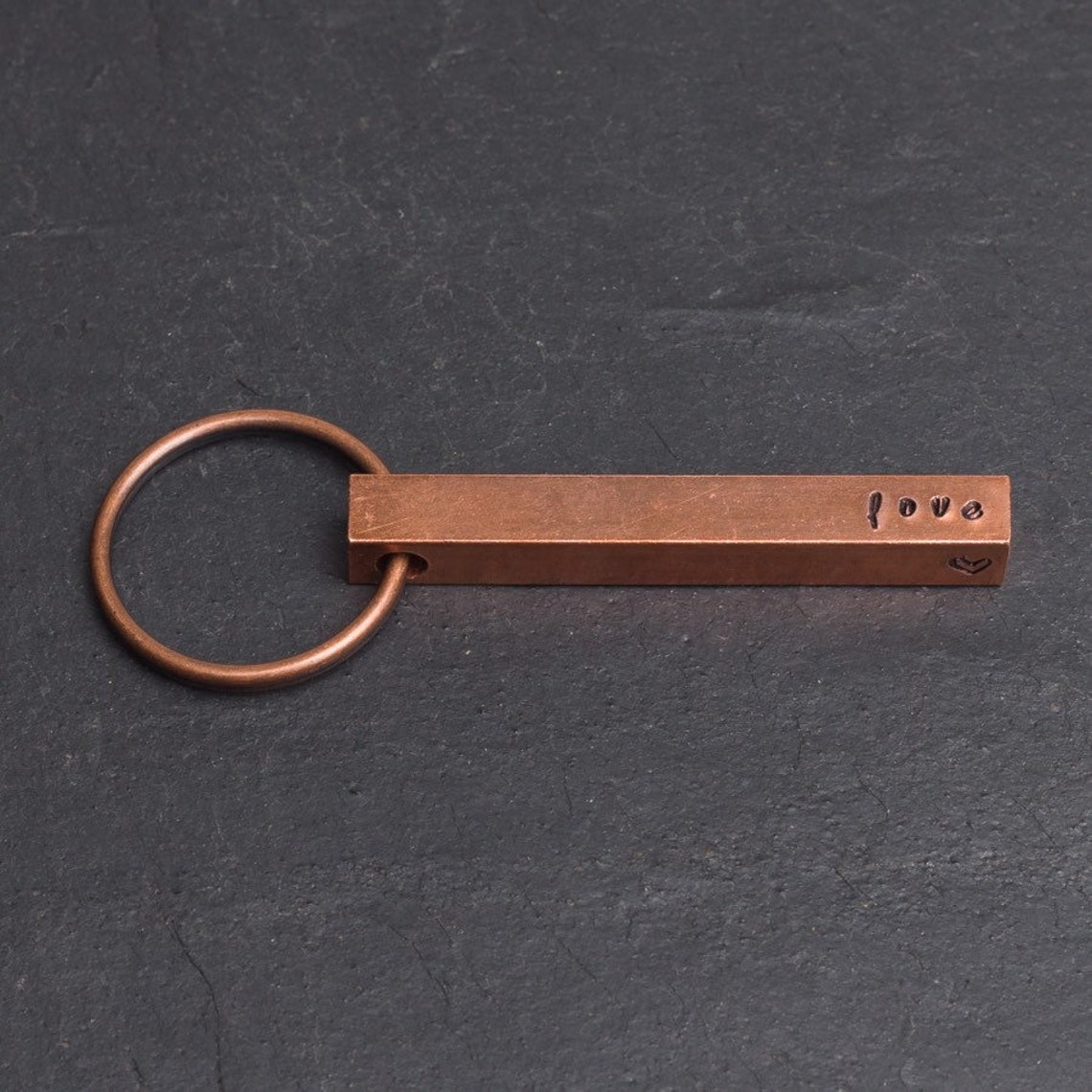 Personalised Four-sided Keyring Stamped Copper Bar Key Ring | Etsy