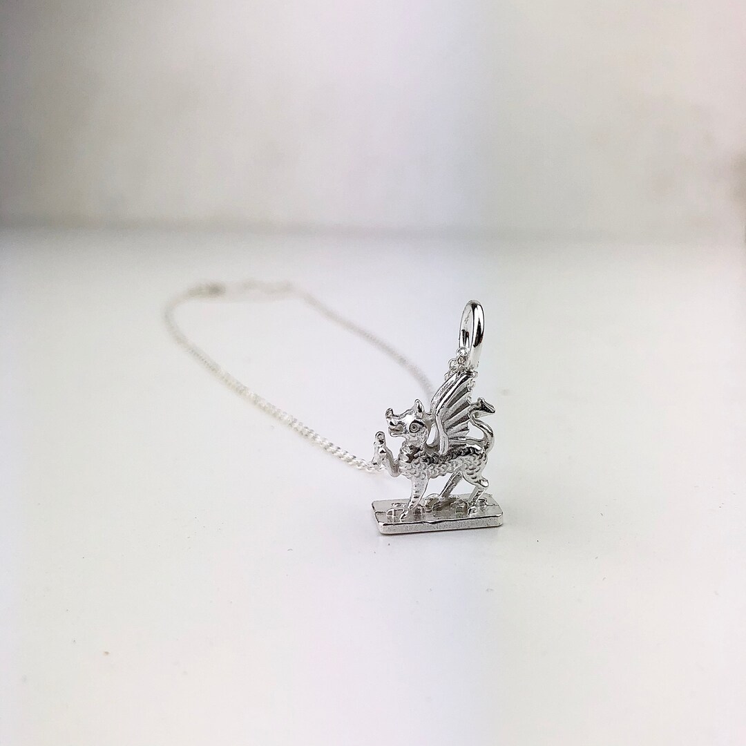 Silver Welsh Dragon Necklace, Sterling Silver Jewellery, Dragon Jewelry ...