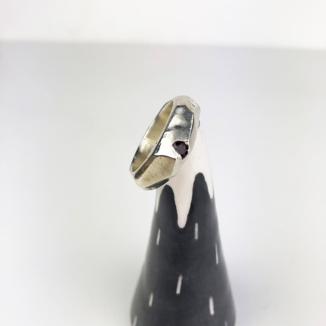 Silver and Ruby Ring, Sterling Silver Ring, Sandcast Ruby Ring, Silver ...