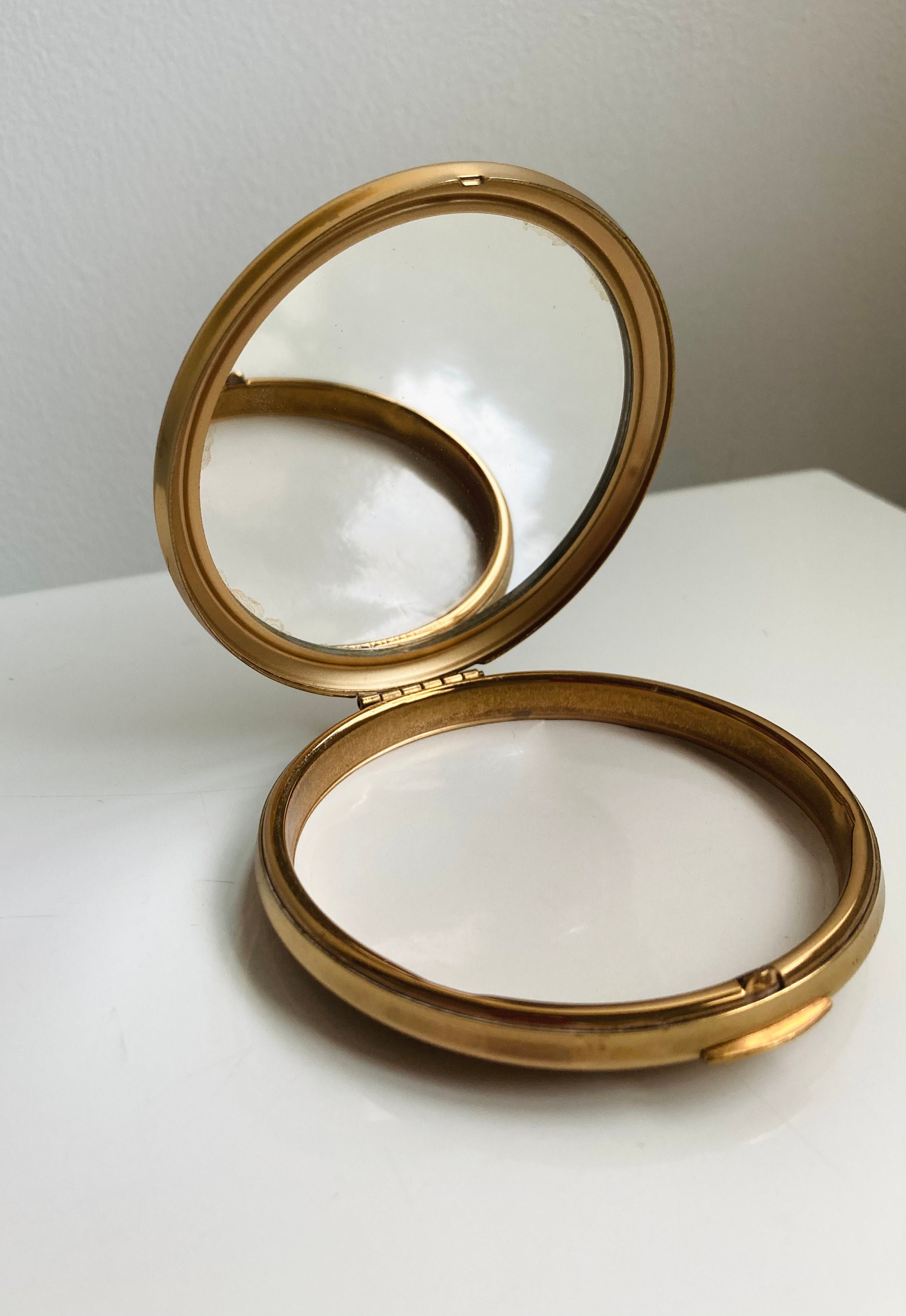 Vintage Powder Compact Mirror Made by Kigu With Etched - Etsy