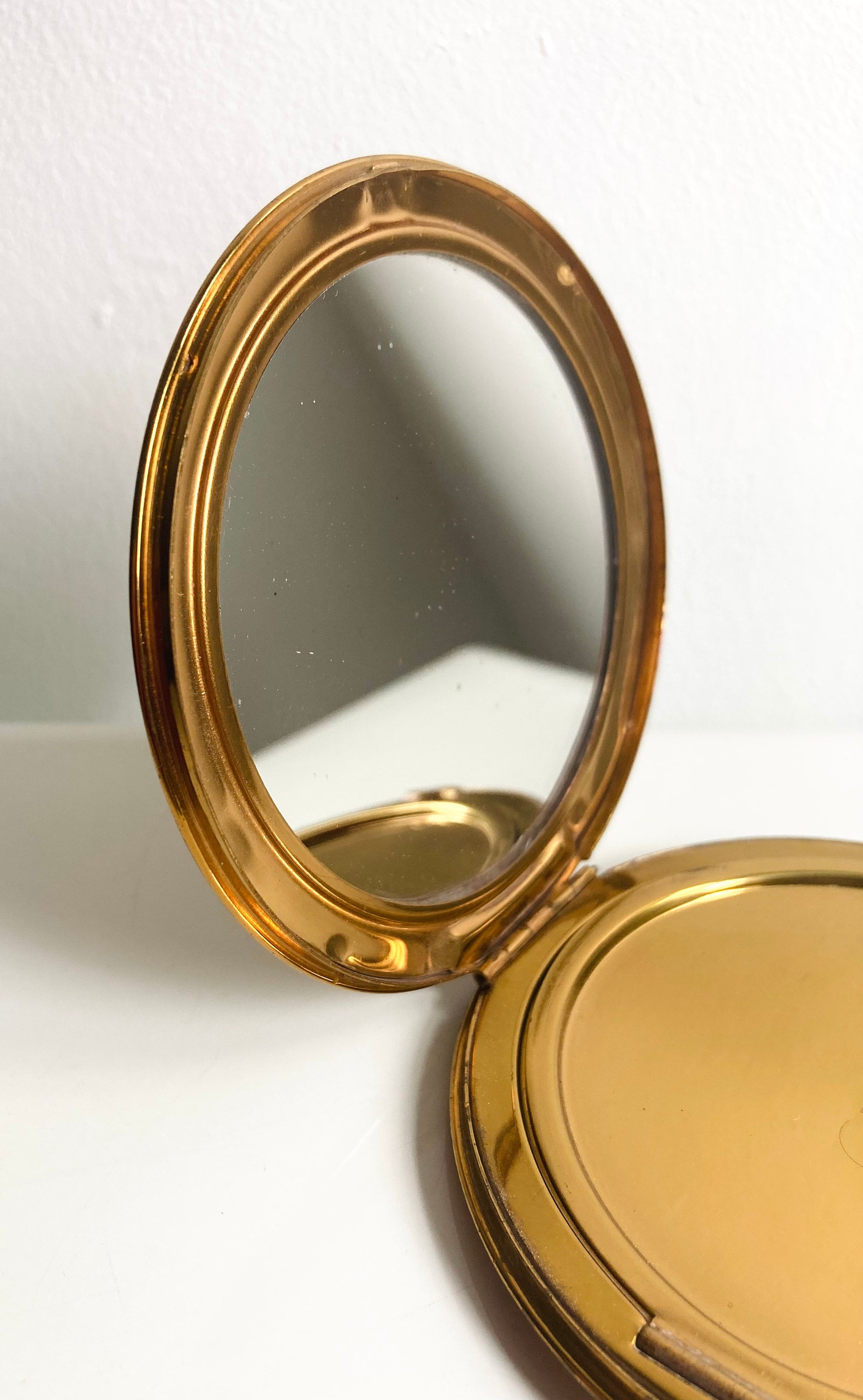 Vintage Large Round Coalport Powder Compact Mirror With Textured Engine ...