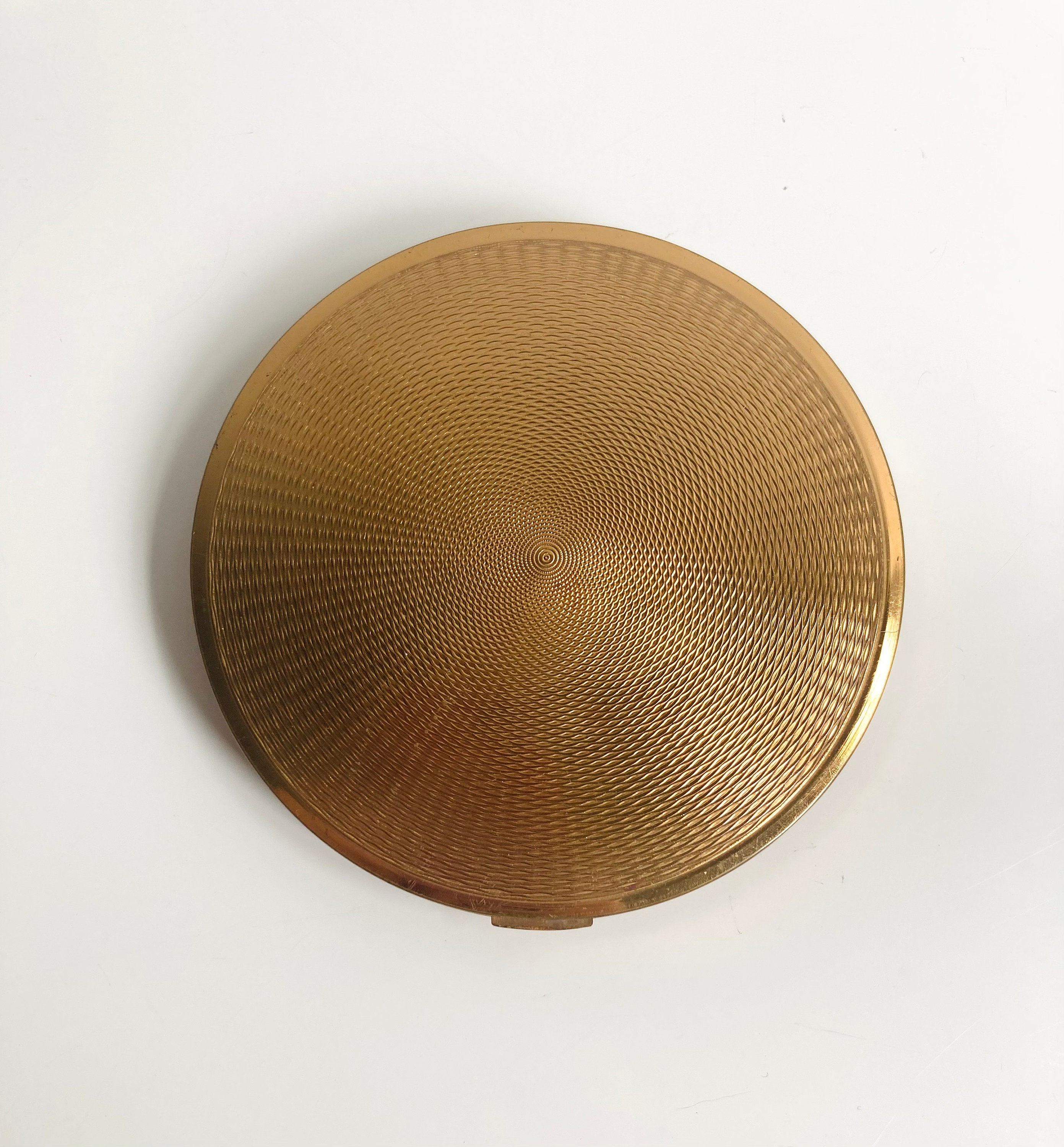Vintage Large Round Coalport Powder Compact Mirror With Textured Engine ...