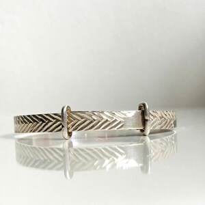 Vintage Silver Adjustable Baby Bangle With Classic Chevron Pattern ...