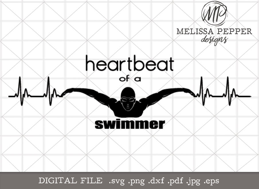 Heartbeat of a Swimmer Svg, Pool Life, Swim Life, Butterfly Swim Car ...