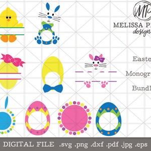 Easter Monogram Bundle SVG, Split Bunny Svg, Chick Monogram Cricut ...