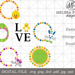 Easter Monogram Bundle SVG, Split Bunny Svg, Chick Monogram Cricut ...
