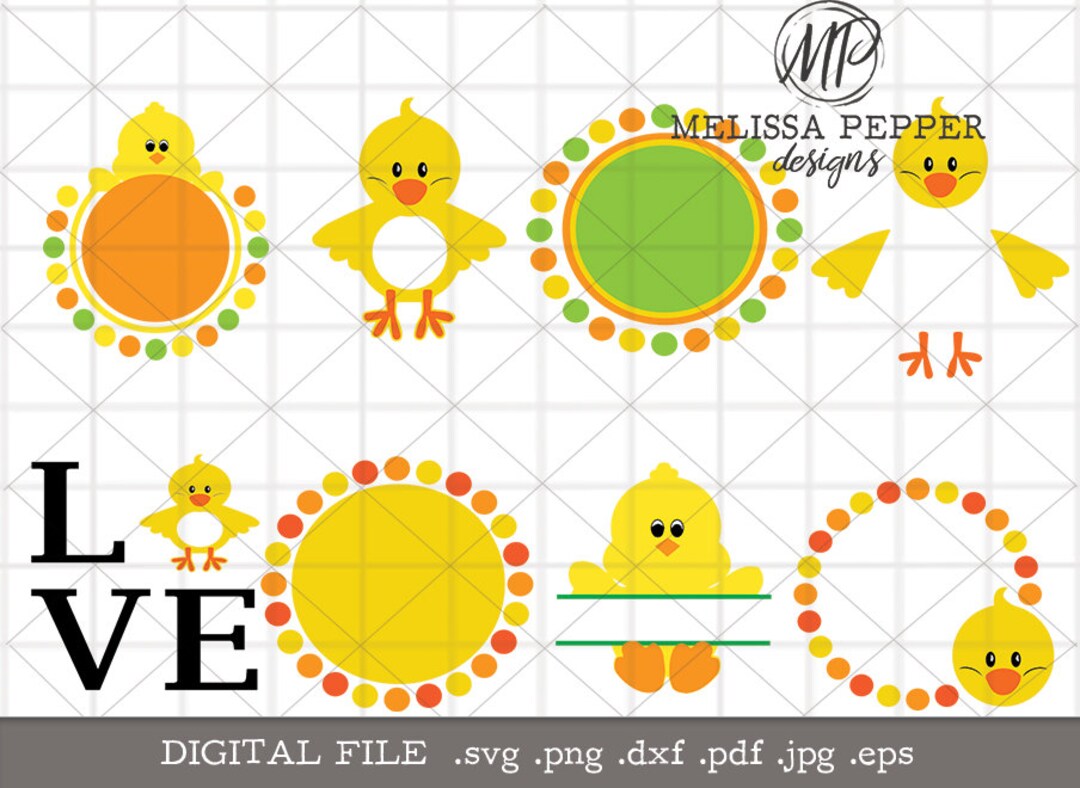 Easter Chick Monogram Bundle Svg, Boy Easter Svg, Girl Chick Png ...
