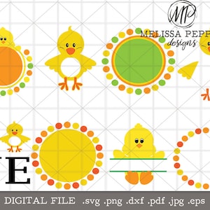 Easter Chick Monogram Bundle Svg, Boy Easter Svg, Girl Chick Png ...