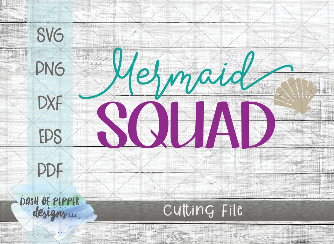 Mermaid Squad SVG A Mermaid SVG With Seashells and Starfish - Etsy