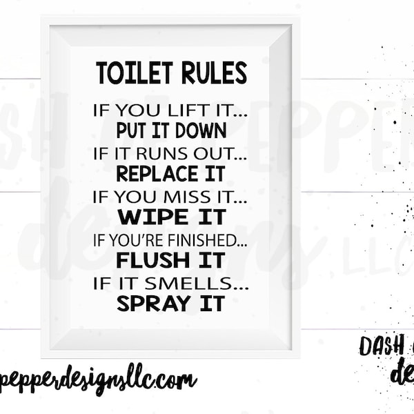 Bathroom Rules Svg - Etsy