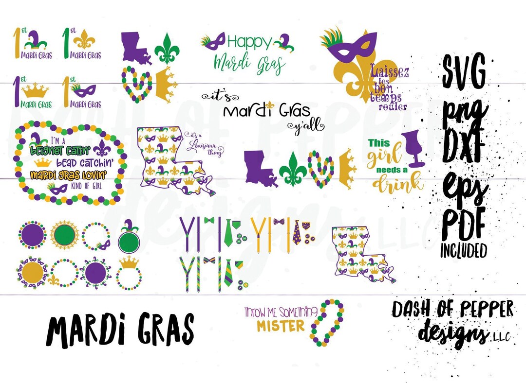 Mardi Gras Bundle Svg,mardi Gras Monograms,louisiana Svg,fleur De Lis ...