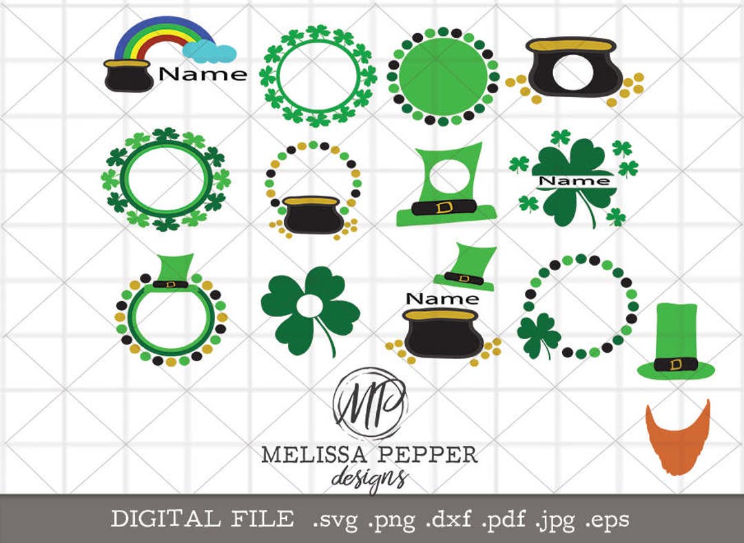 St Patrick's Day Monogram Bundle,st Patricks Day Shirt Design,four Leaf ...