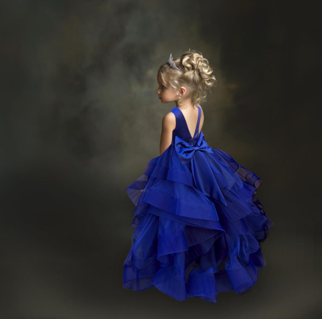 Royal Blue Princess Party Dress, Child Blue Birthday Dress, Formal ...
