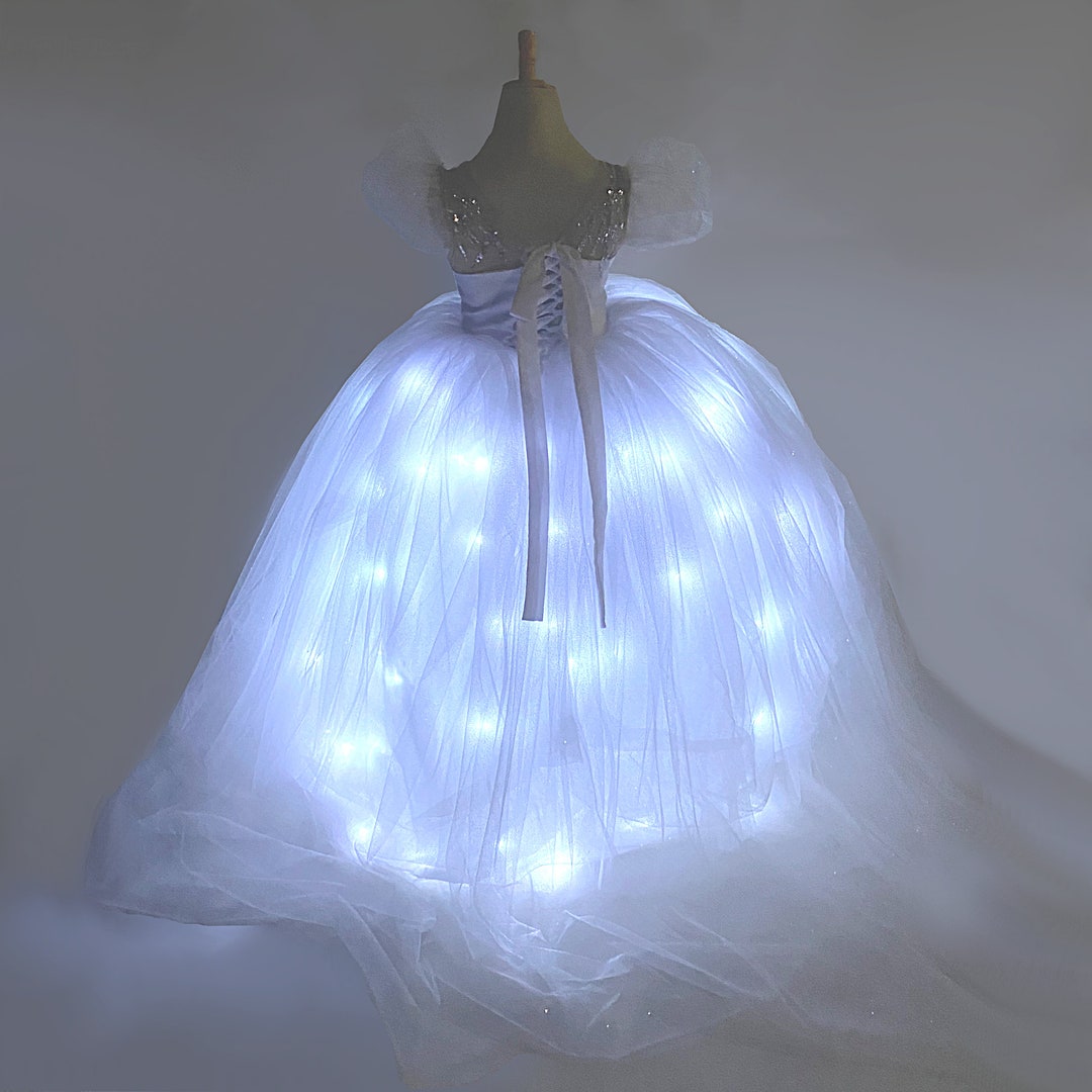 Enchanted LED Light up Pageant Gown White Ball Gown With Lights Shimmer ...
