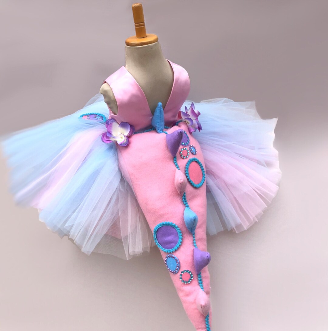 Pastel Dinosaur Tutu Dress With Detachable Tail, Dinosaur Tail With ...