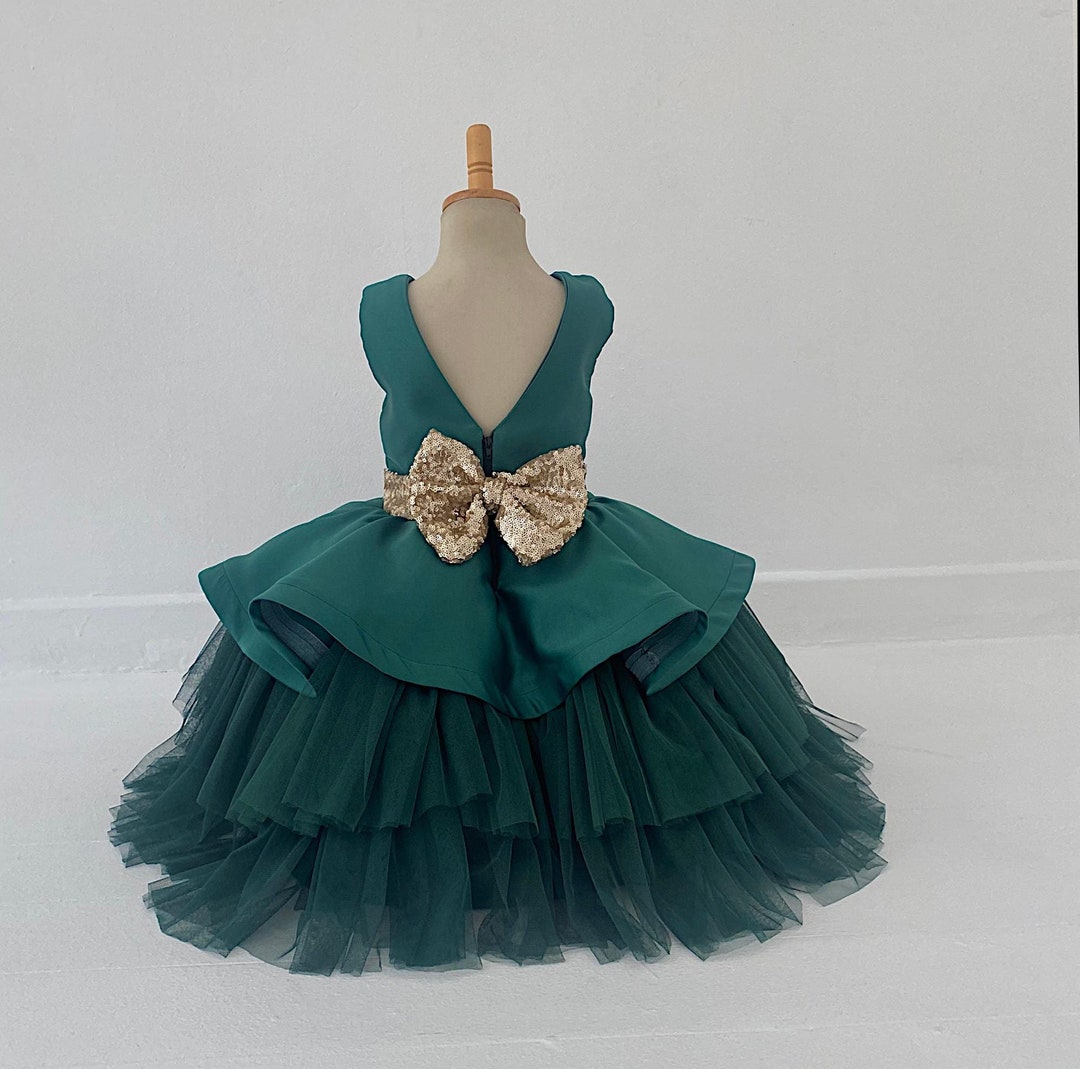 Hunter Green Party Dress for Little Girls, Forest Green Flower Girl ...