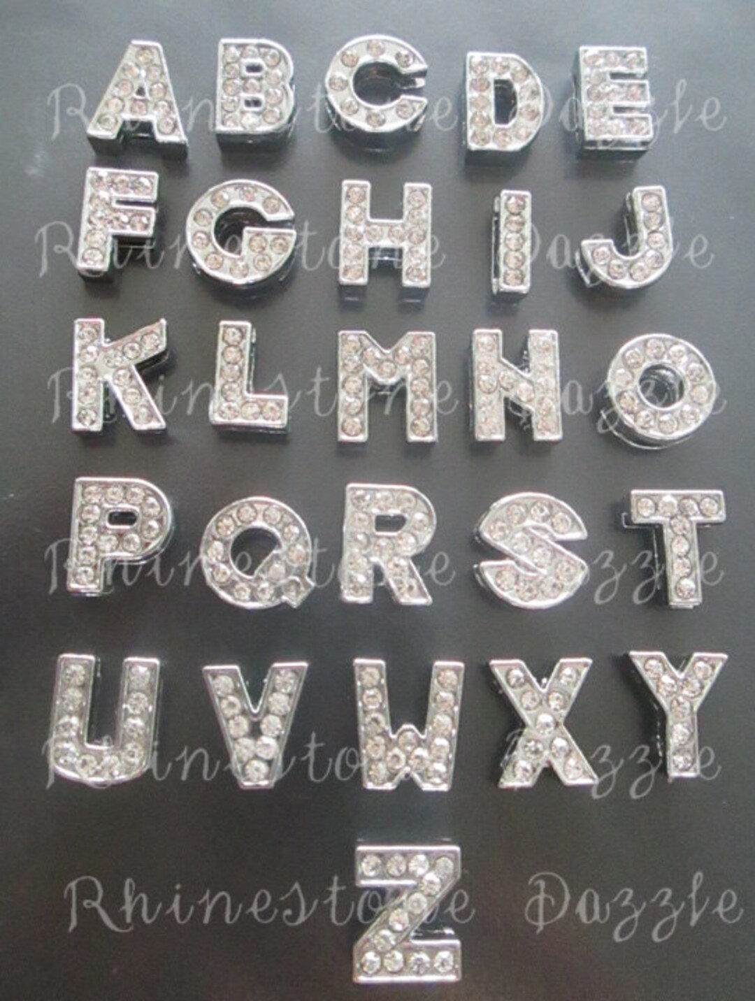 Slide Charm Rhinestone Letters, Alphabet Slide Charms, 2 Pcs of Each ...