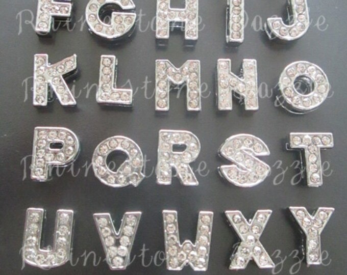 52pc Silver Rhinestone Letters A-Z 2 Each Alphabet English Letters or ...