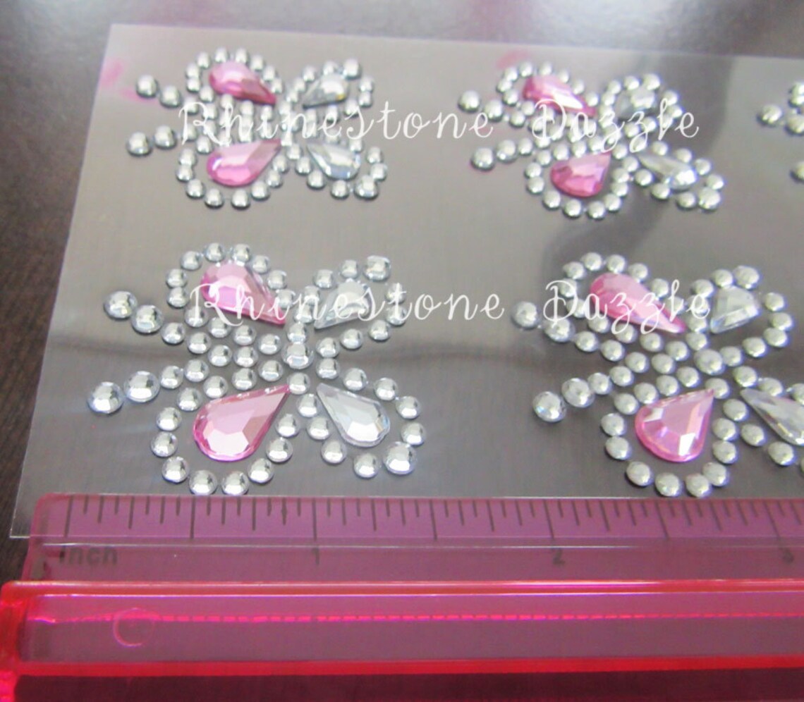 Pink Butterfly Rhinestone Stickers Set of 10 - Etsy