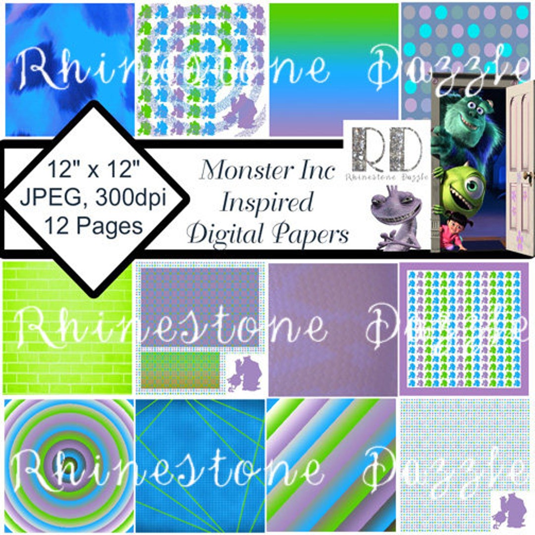 Digital Scrapbook Paper, MONSTER INC, Digital Paper Pack, Background ...