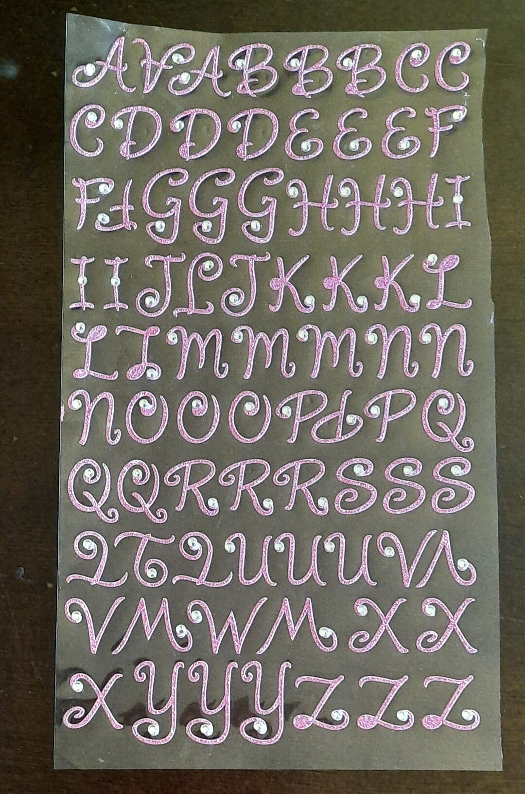 Pink Glitter Letter Stickers With Rhinestones | 78 Pcs Alphabet ...