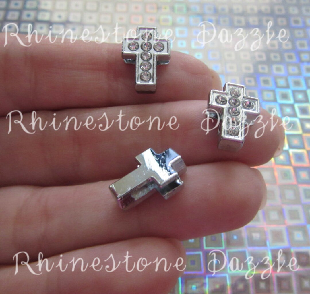 Rhinestone Cross Slide Charms - Etsy