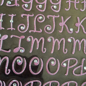 Pink Glitter Letter Stickers With Rhinestones | 78 Pcs Alphabet ...