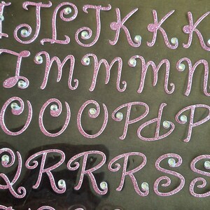 Pink Glitter Letter Stickers With Rhinestones | 78 Pcs Alphabet ...