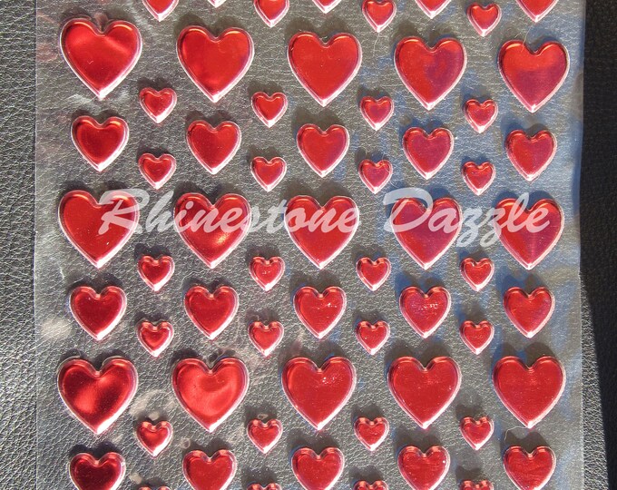 Red Heart Stickers, 86 Mix Sixed Heart Stickers, Self Adhesive Stickers ...