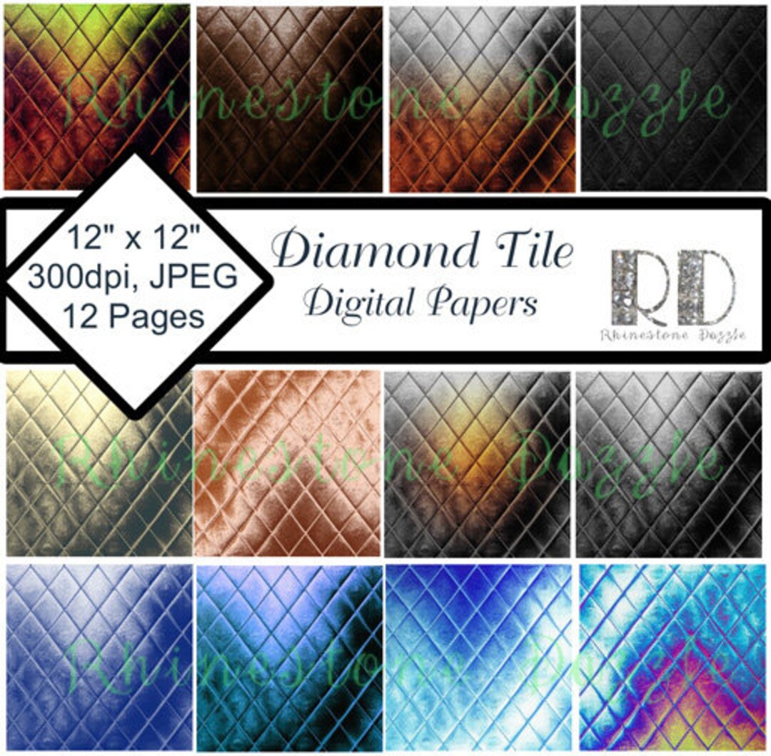 Digital Scrapbook Paper DIAMOND TILE Digital Paper Pack - Etsy