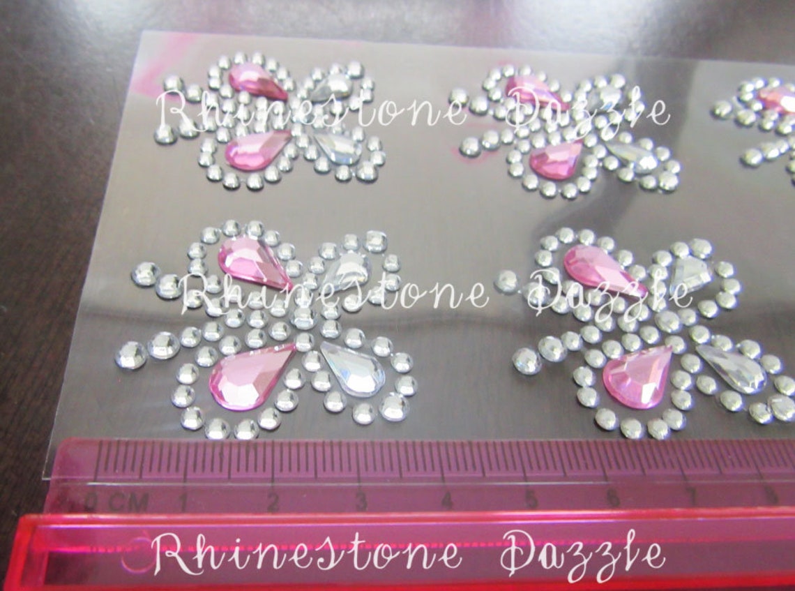 Pink Butterfly Rhinestone Stickers Set of 10 - Etsy