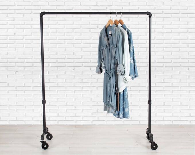 Black Iron Pipe Clothing Rack Customizable Industrial Clothes Garment ...
