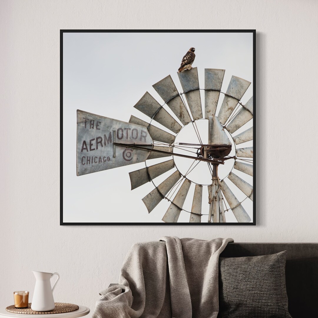 Windmill Photo Farmhouse Decor Canvas Old Windmill Rustic Wall Decor ...