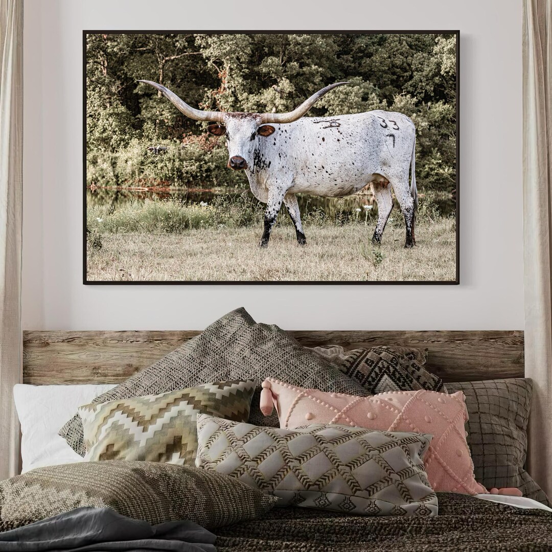 Texas Longhorn Canvas Print - Cow Picture Western Decor - Southwest ...