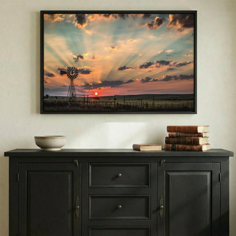 Windmill Art Print - Old Windmill Photo at Sunrise - Vintage Farmhouse ...