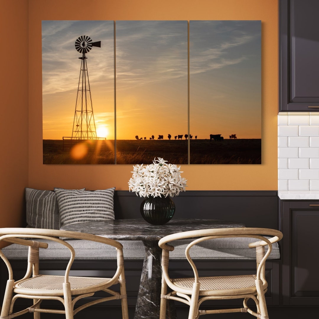Windmill Photo 3 Piece Canvas Triptych Wall Art Old Windmill Canvas ...