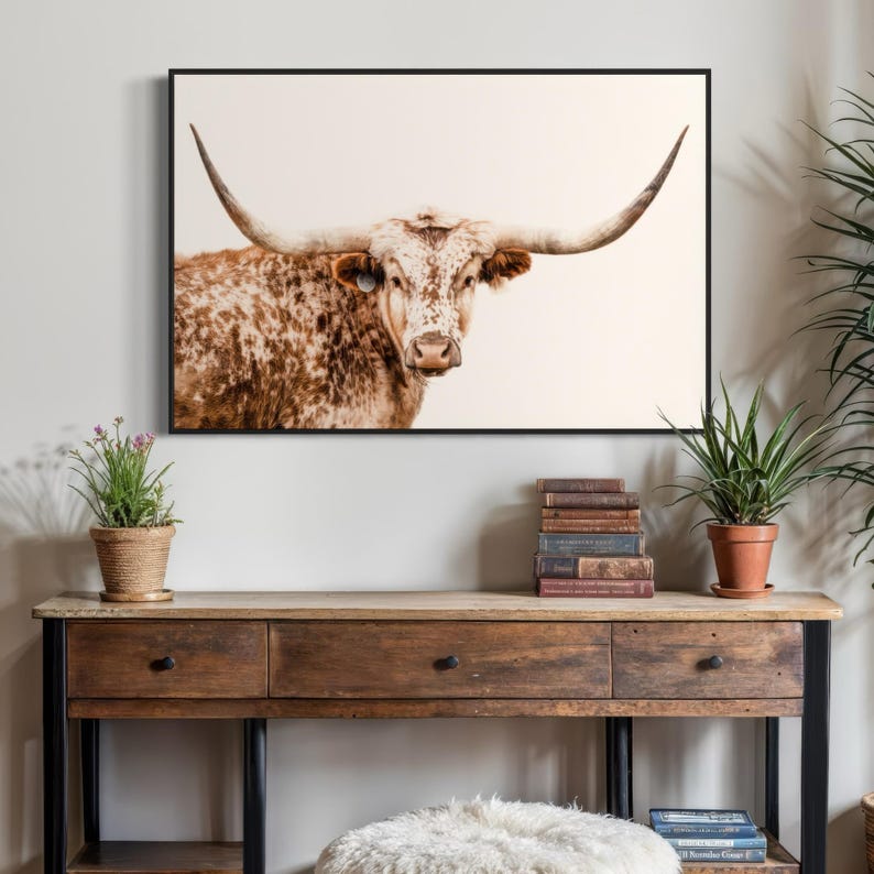 Boho Western Decor - Farmhouse Longhorn Wall Art - Rustic Texas ...