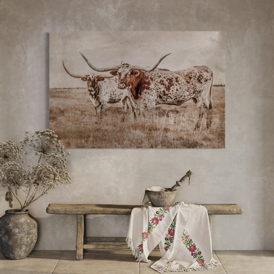 Longhorn Canvas Print Longhorn Wall Art Western Home Decor Rustic Cow ...