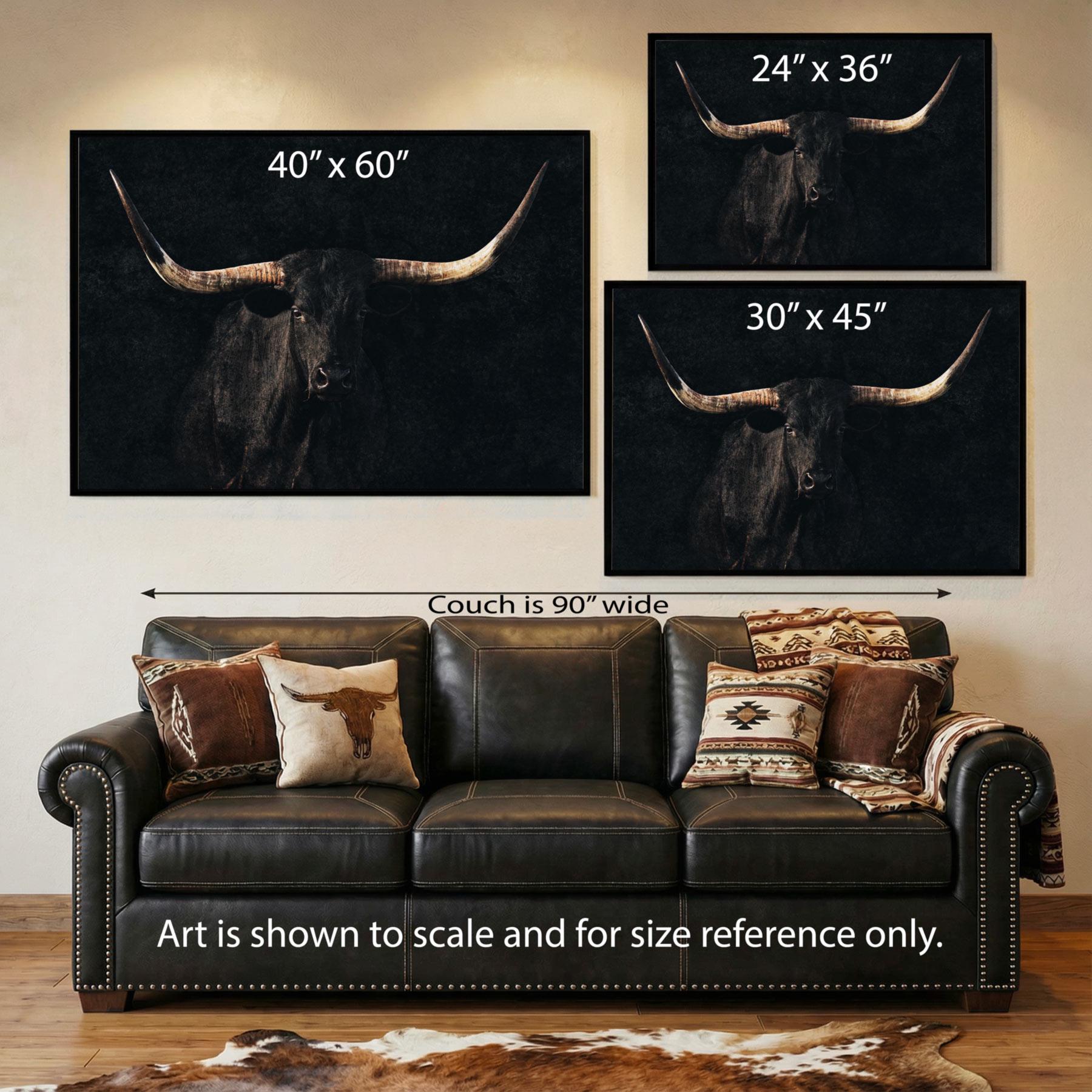 Dramatic Western Wall Decor - Texas Longhorn Wall Art Canvas Print ...