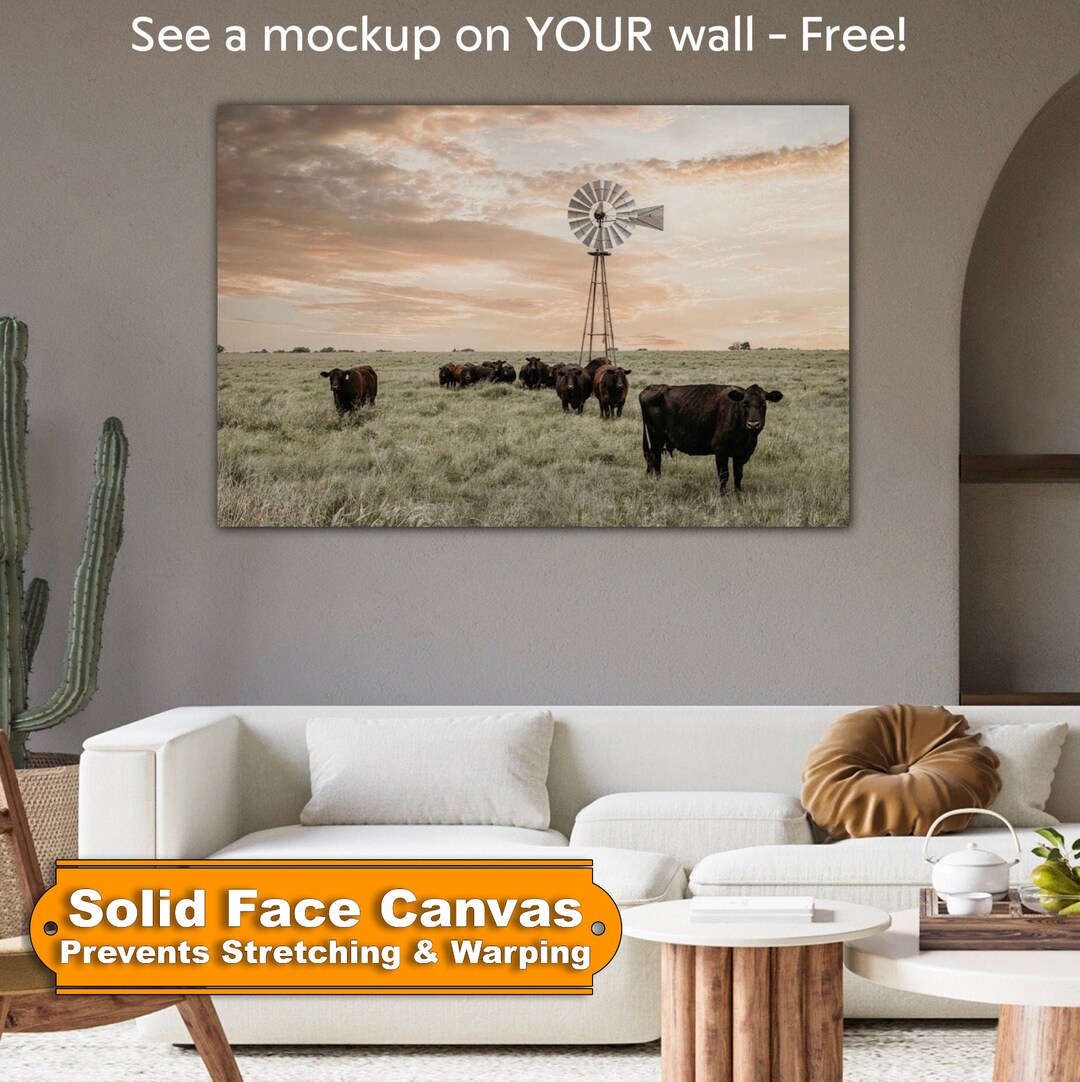Black Angus Cattle Wall Art Cow Canvas Print Western Decor Office Wall ...